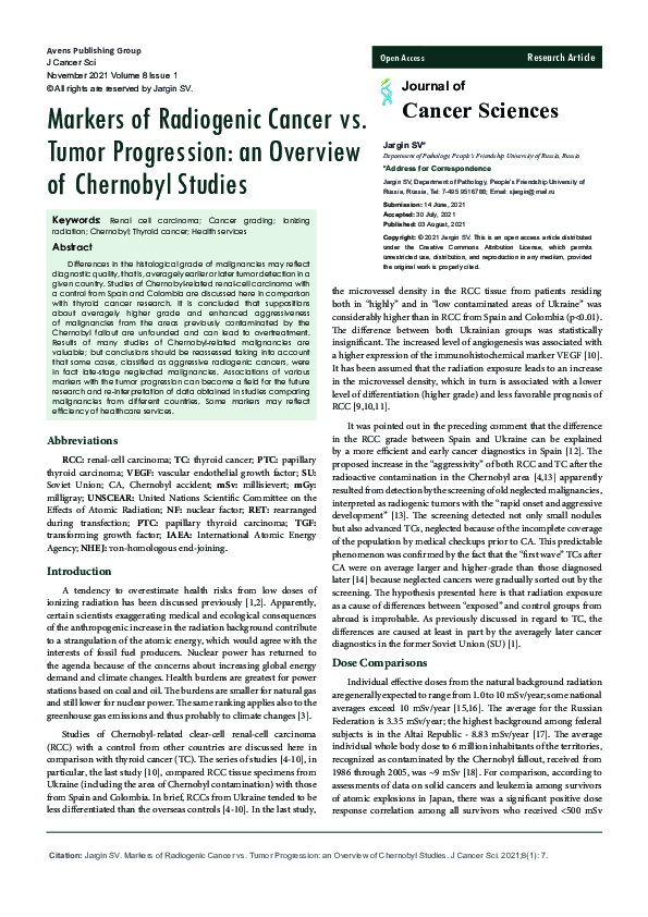 (PDF) Markers of radiogenic cancer vs. tumor progression: an overview ...