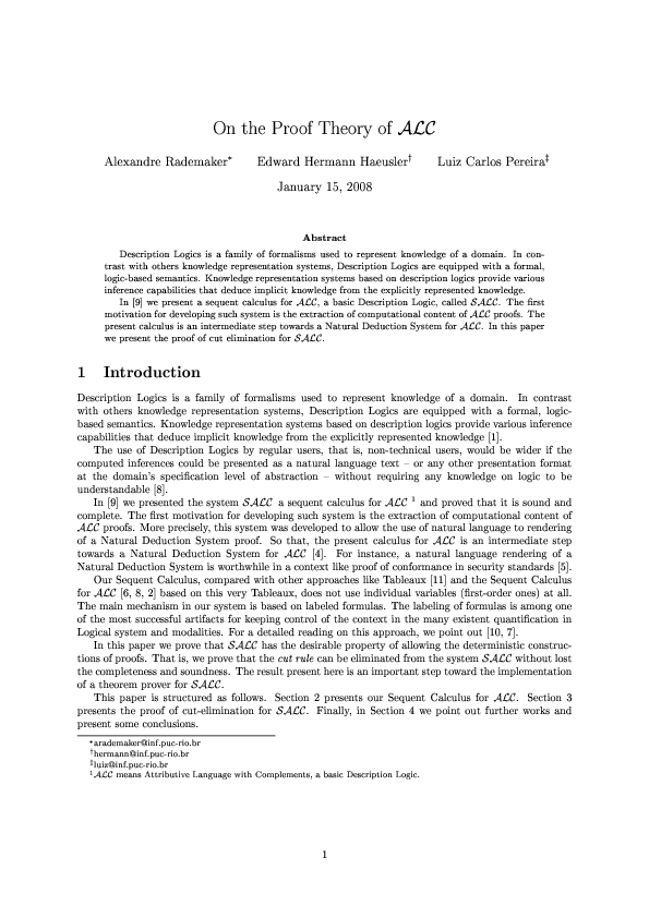 (PDF) On The Proof Theory of ALC | Edward H Haeusler - Academia.edu