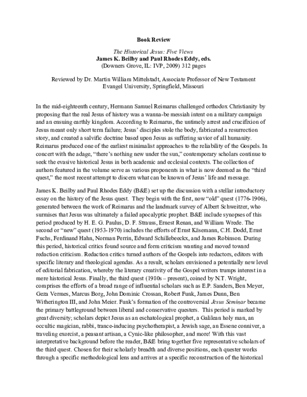 (DOC) Review. The Historical Jesus: Five Views. James K. Beilby and ...