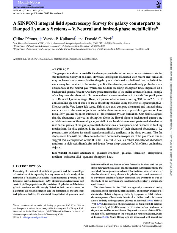 (PDF) A SINFONI integral field spectroscopy survey for galaxy ...