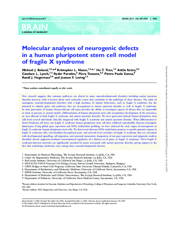 (PDF) Molecular analyses of neurogenic defects in a human pluripotent ...