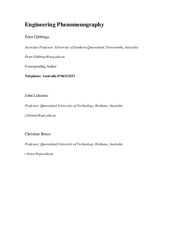 (PDF) Engineering Phenomenography