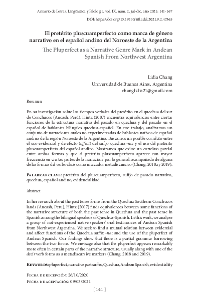 (PDF) El pretérito pluscuamperfecto como marca de género narrativo en ...