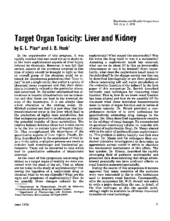 (PDF) Target Organ Toxicity: Liver and Kidney