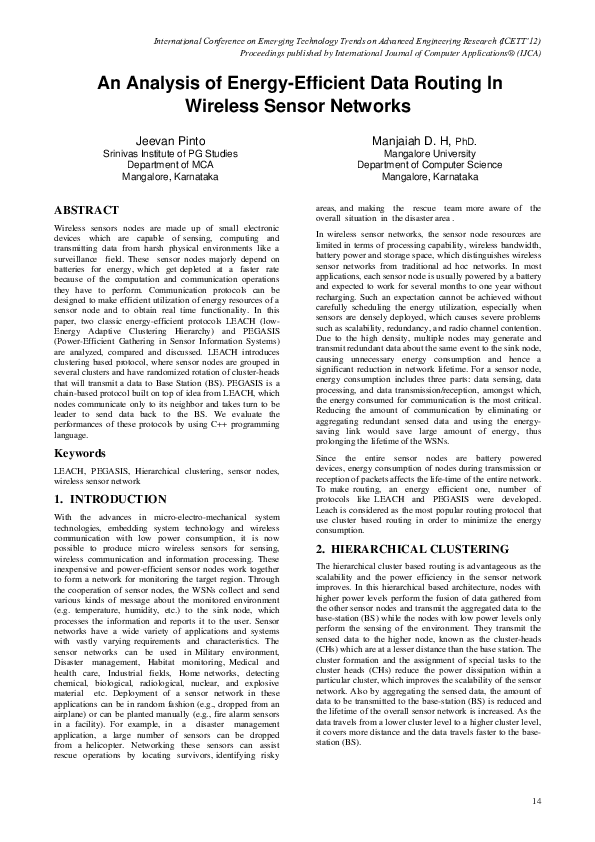 (PDF) An Analysis of Energy-Efficient Data Routing In Wireless Sensor ...