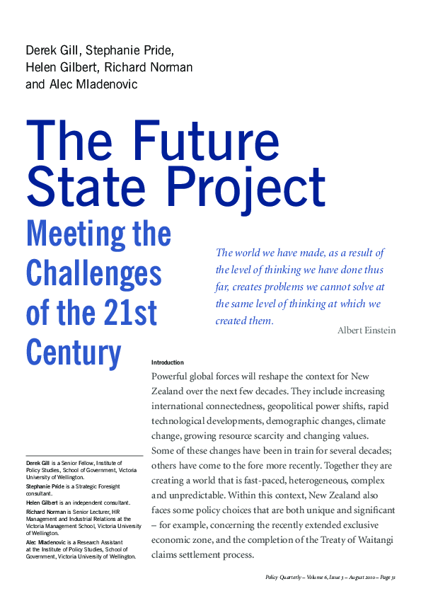 (PDF) The Future State Project: meeting the challenges of the 21st century