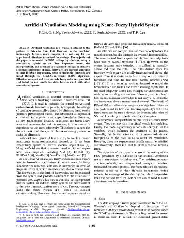 (PDF) Artificial ventilation modeling using neuro-fuzzy hybrid system