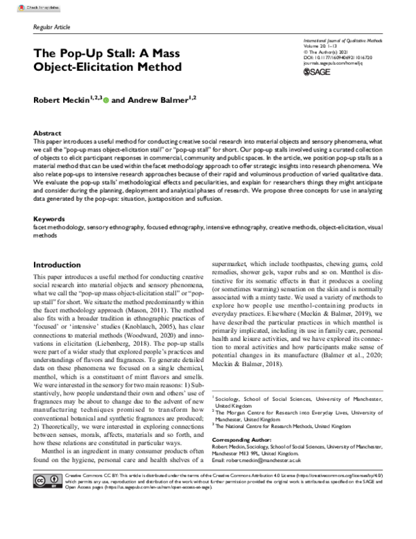 (PDF) The Pop-Up Stall: A Mass Object-Elicitation Method