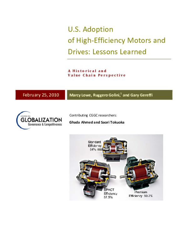 (PDF) US Adoption of High-Efficiency Motors and Drives: Lessons Learned