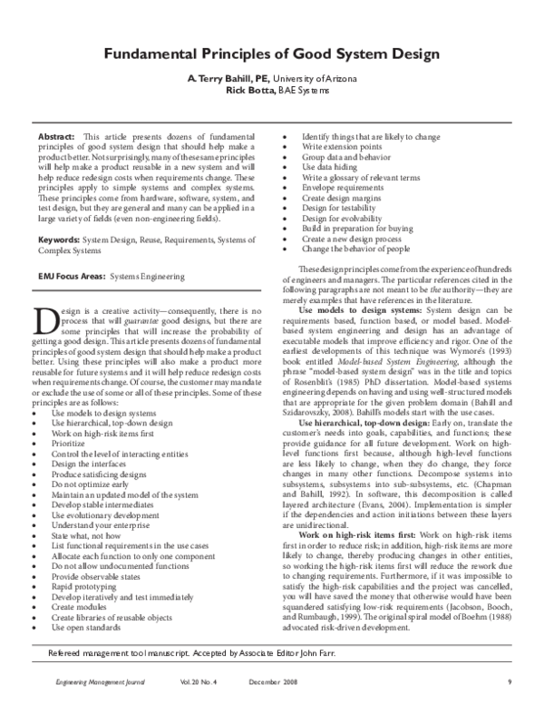 (PDF) Fundamental Principles of Good System Design