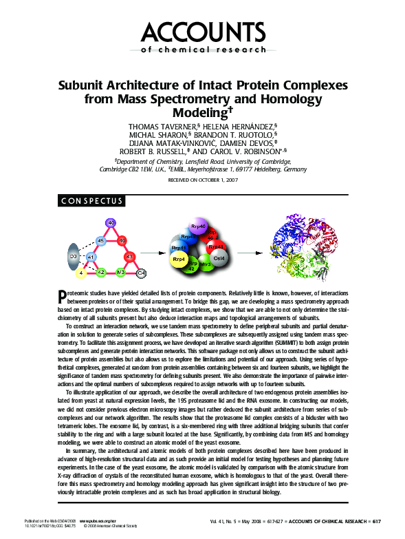 (PDF) Subunit Architecture of Intact Protein Complexes from Mass ...