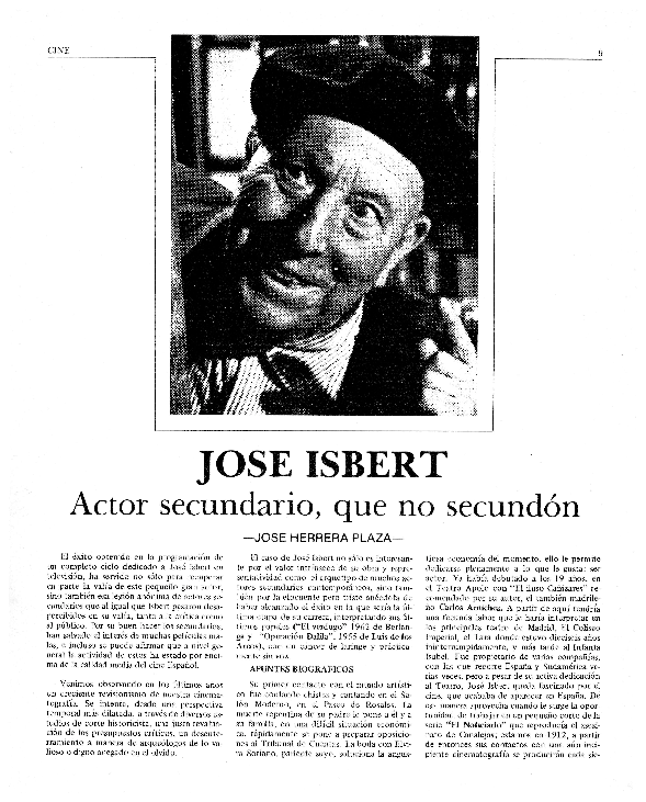 (PDF) JOSÉ ISBERT. ACTOR SECUNDARIO, QUE NO SECUNDÓN