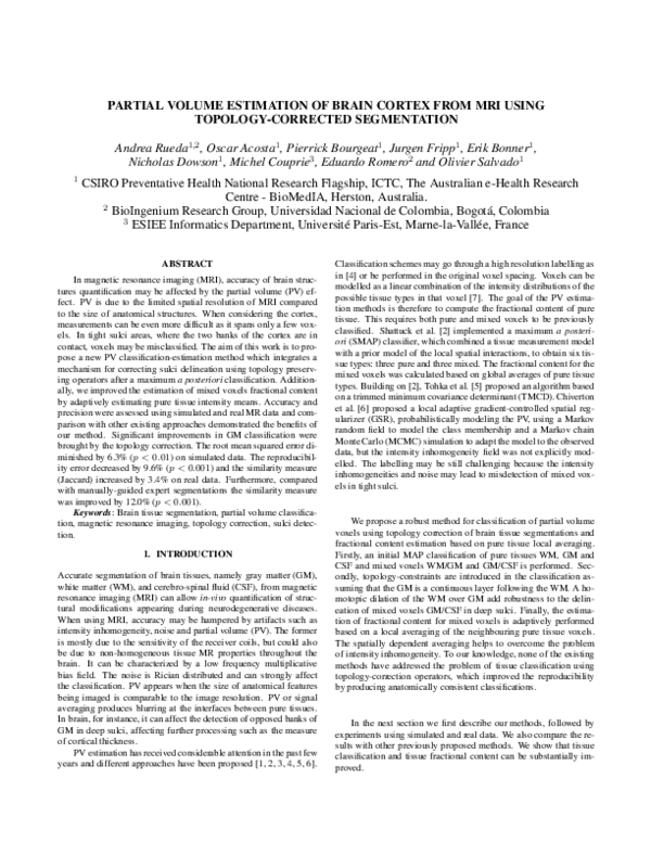 (PDF) Partial volume estimation of brain cortex from MRI using topology ...