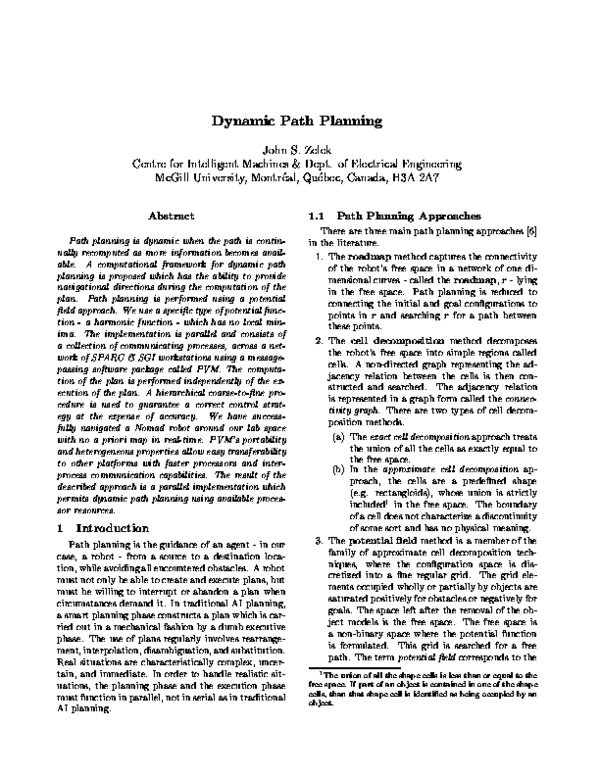 (PDF) Dynamic path planning | John Zelek - Academia.edu