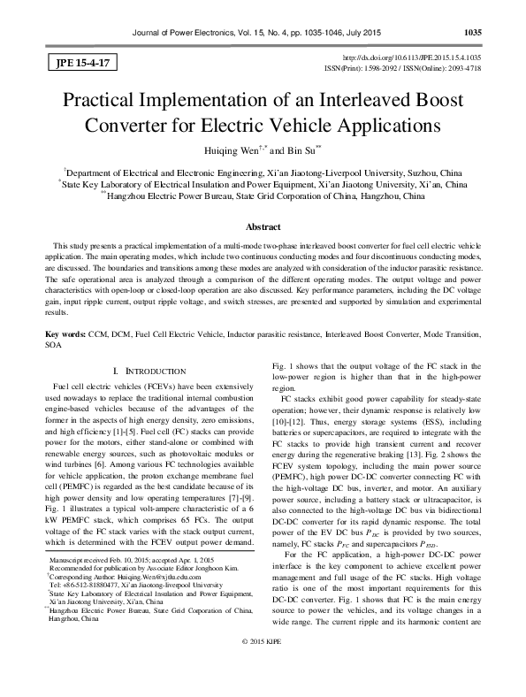 (PDF) Practical Implementation of an Interleaved Boost Converter for Electric Vehicle Applications
