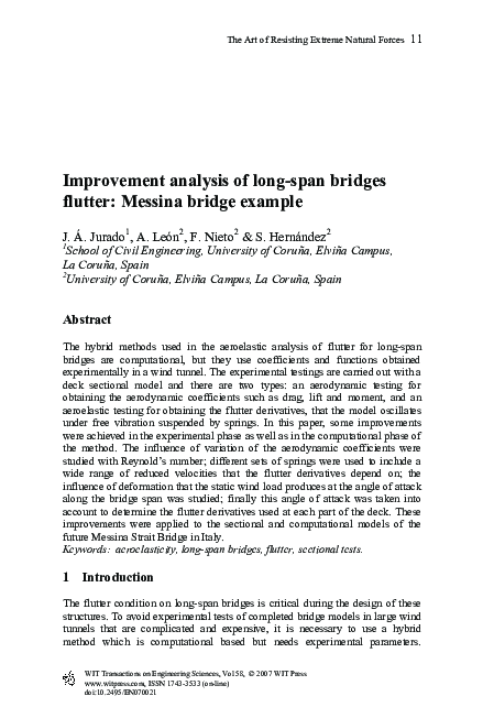 (PDF) Improvement analysis of long-span bridges flutter: Messina bridge ...