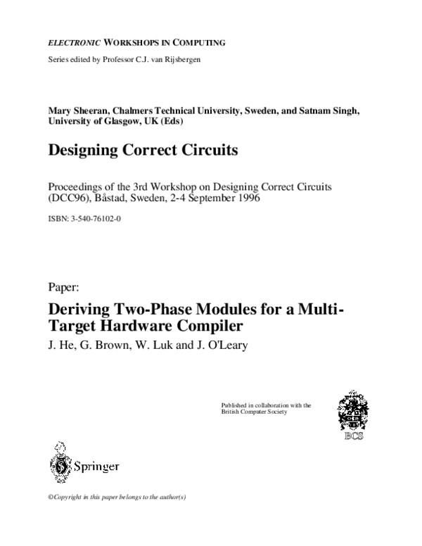 (PDF) Deriving Two-Phase Modules for a Multi-Target Hardware Compiler