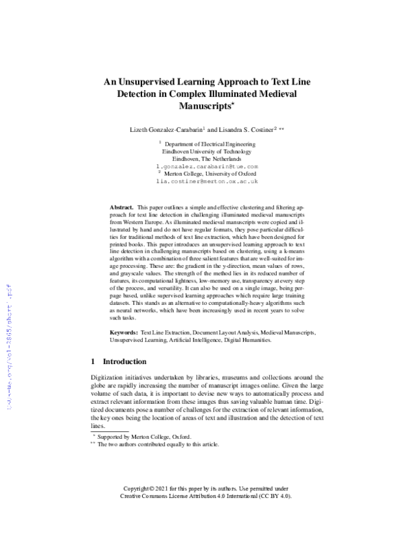(PDF) An Unsupervised Learning Approach to Text Line Detection in Complex Illuminated Medieval ...