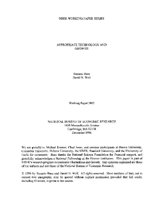 (PDF) Appropriate Technology and Growth