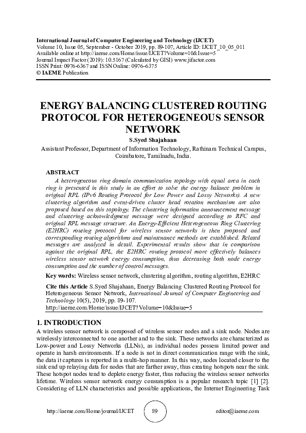 Pdf Energy Balancing Clustered Routing Protocol For Heterogeneous Sensor Network