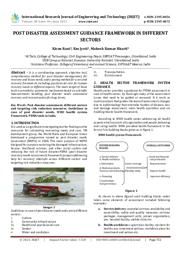 (PDF) IRJET- POST DISASTER ASSESSMENT GUIDANCE FRAMEWORK IN DIFFERENT ...
