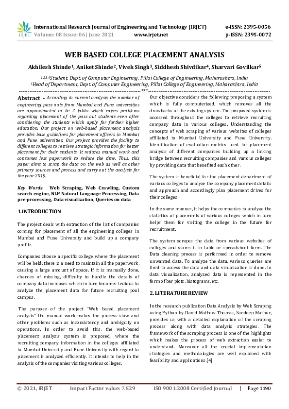 (PDF) WEB BASED COLLEGE PLACEMENT ANALYSIS