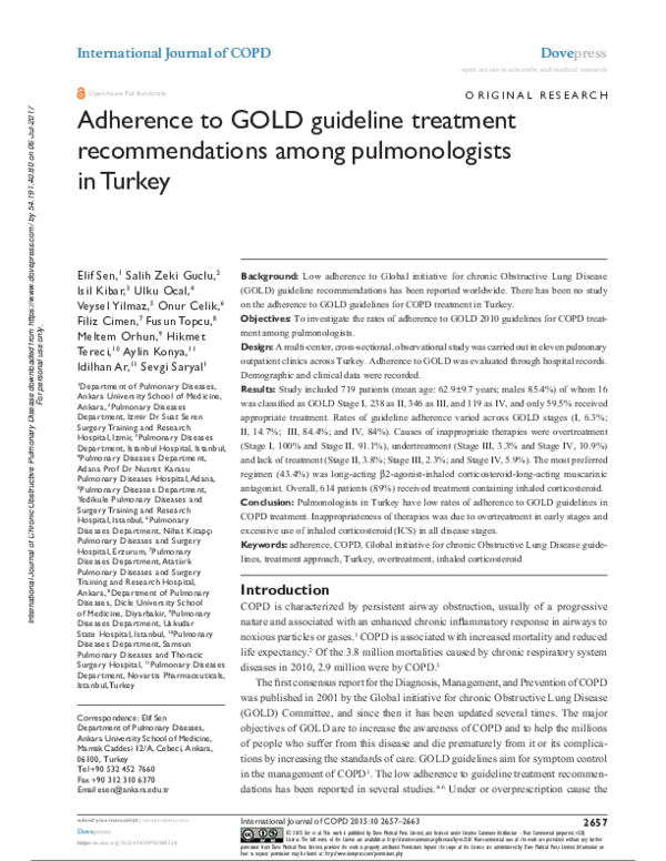 (PDF) Adherence to GOLD guideline treatment recommendations among ...