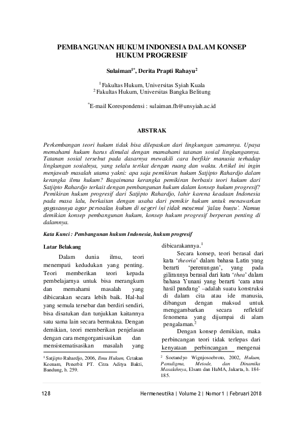 (PDF) Pembangunan Hukum Indonesia Dalam Konsep Hukum Progresif