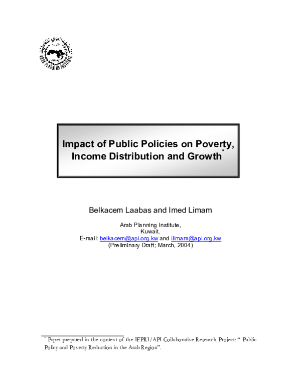 (PDF) Impact of public policies on poverty, income distribution and growth