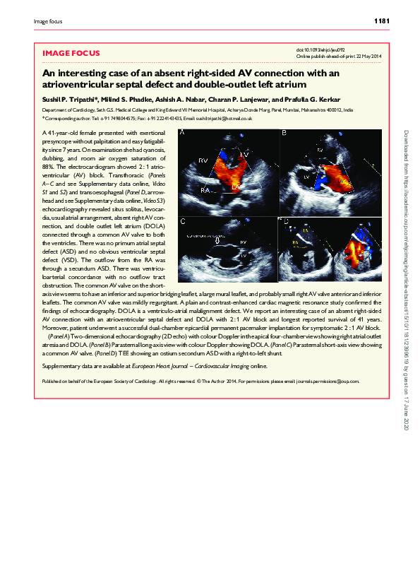 (PDF) An interesting case of an absent right-sided AV connection with ...