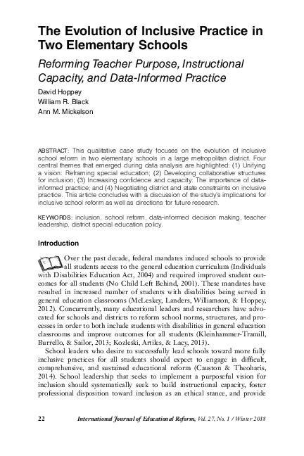 (PDF) Evolution of Inclusive Practice