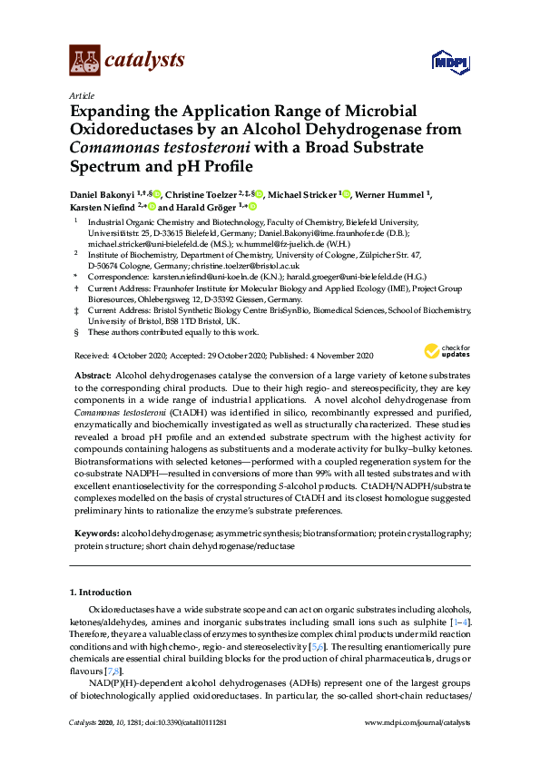 (PDF) Expanding the Application Range of Microbial Oxidoreductases by ...