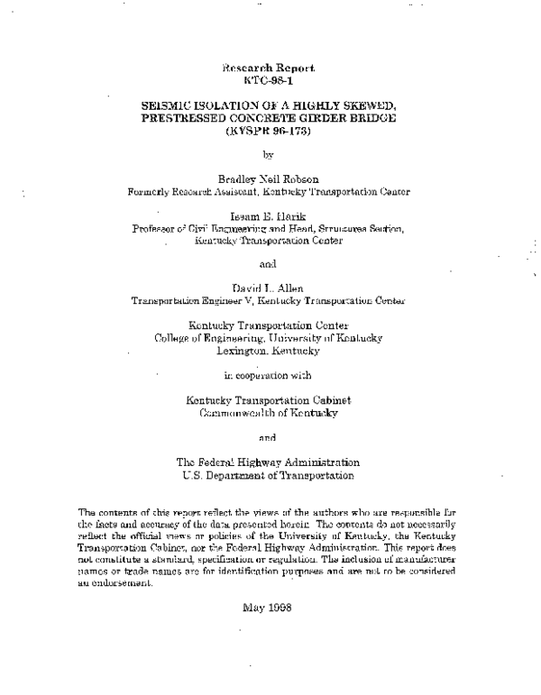 (PDF) Seismic Isolation of a Highly Skewed, Prestressed Concrete Girder ...