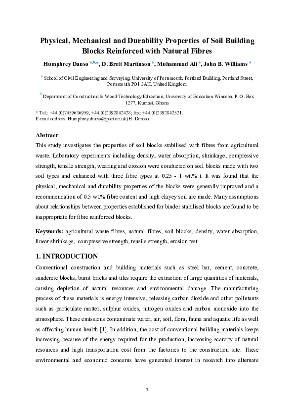 (PDF) Physical, mechanical and durability properties of soil building ...