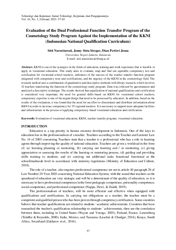 (PDF) Evaluation of the Dual Professional Function Transfer Program of the Cosmetology Study ...