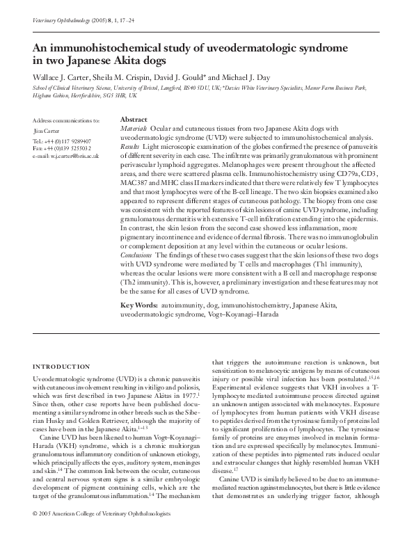(PDF) An immunohistochemical study of uveodermatologic syndrome in two ...