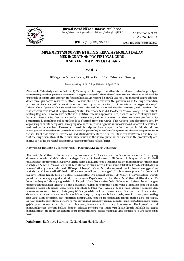 (PDF) Implementasi Supervisi Klinis Kepala Sekolah Dalam Meningkatkan ...