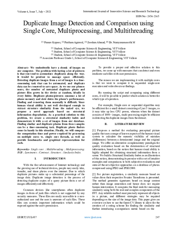 (PDF) Duplicate Image Detection and Comparison using Single Core ... (PDF) Duplicate Image Detection and Comparison using Single Core ...