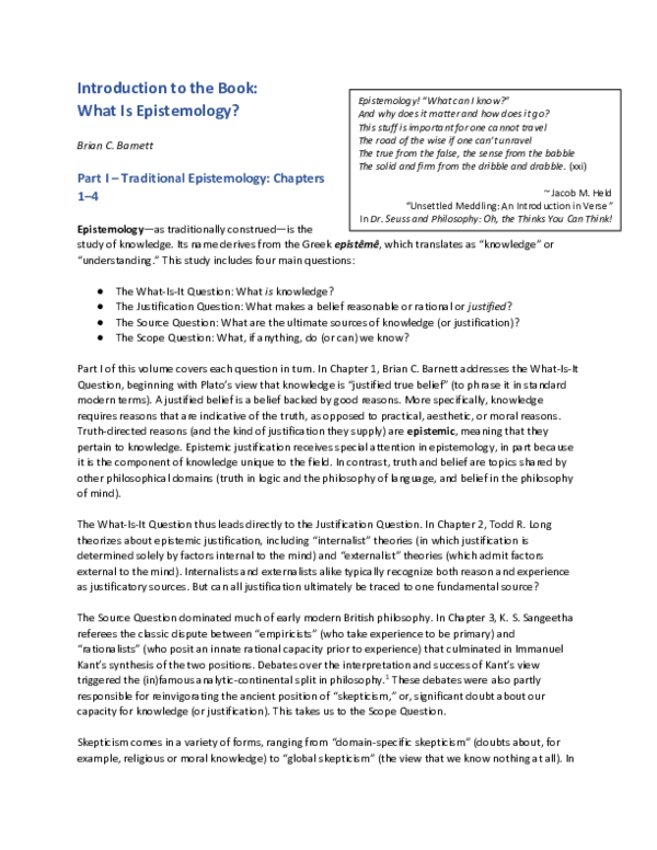 (PDF) Introduction to Philosophy: Epistemology
