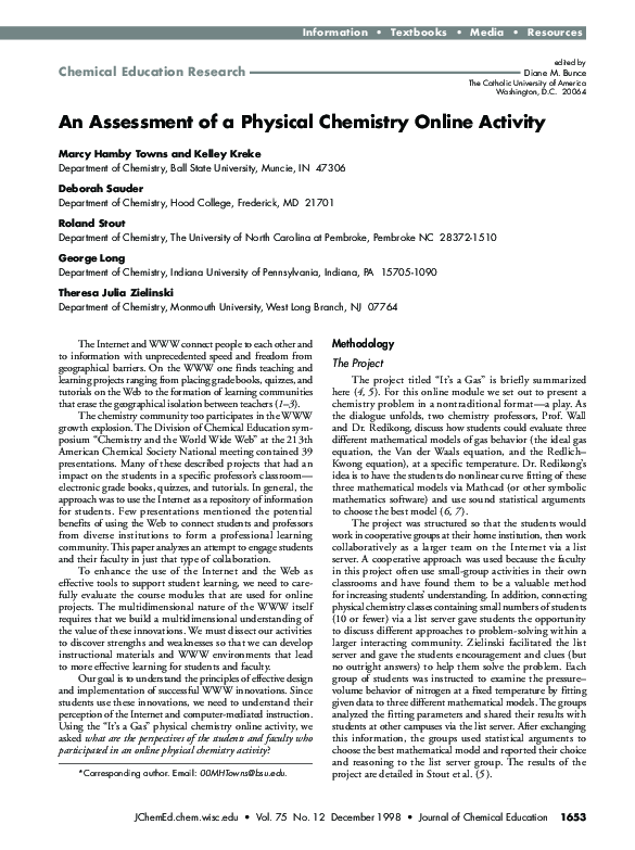 (PDF) An assessment of a physical chemistry online activity