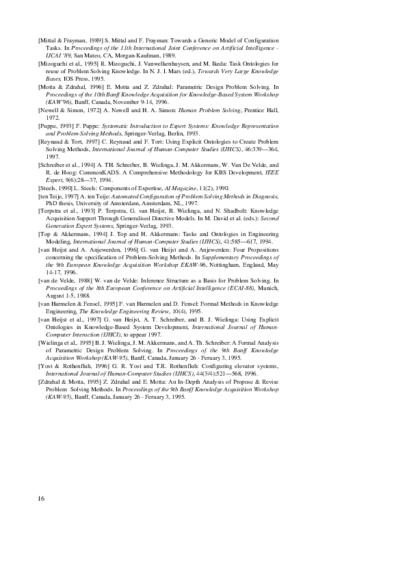 (PDF) Using ontologies for defining tasks, problem-solving methods and their mappings