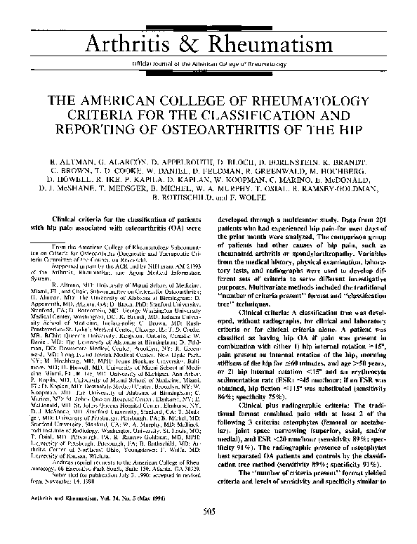 (PDF) The American College of Rheumatology criteria for the ...