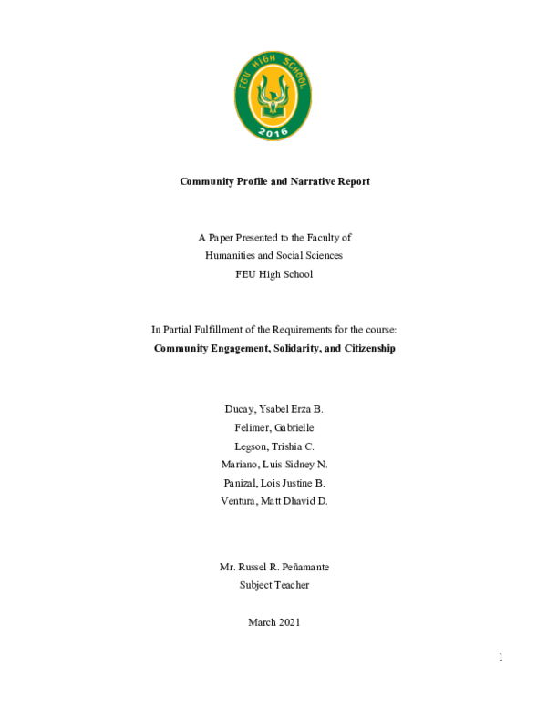 (PDF) Community Profile and Narrative Report