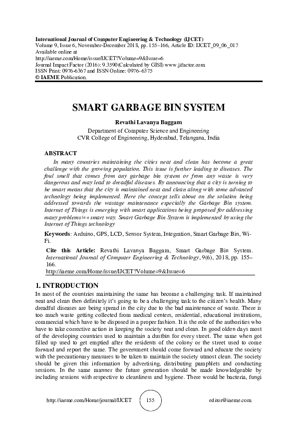 (PDF) SMART GARBAGE BIN SYSTEM
