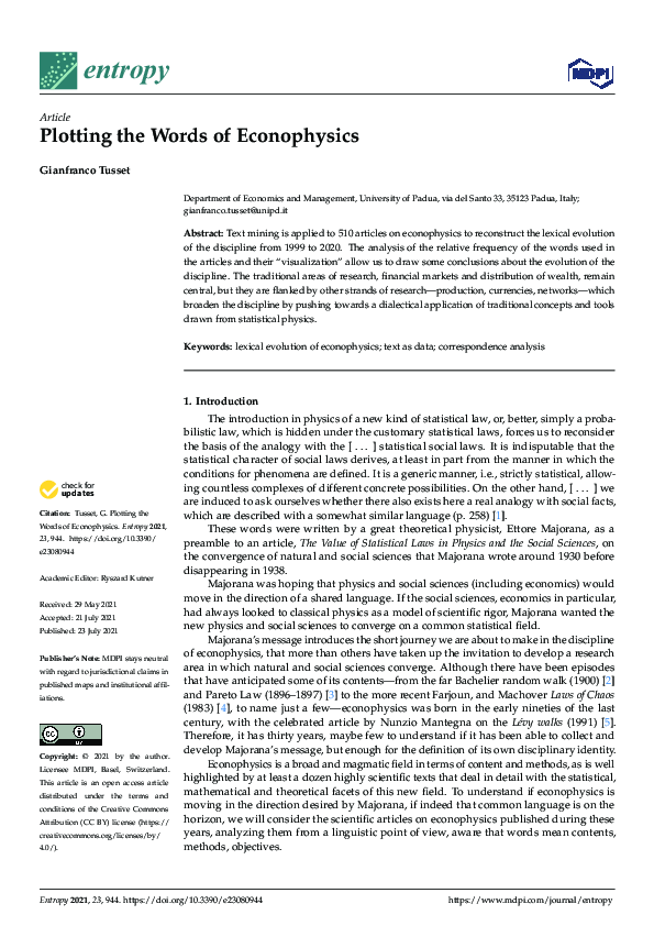 (PDF) Plotting the Words of Econophysics
