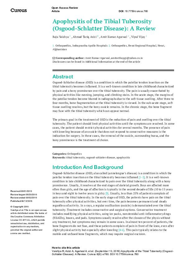 (PDF) Apophysitis of the Tibial Tuberosity (Osgood-Schlatter Disease ...