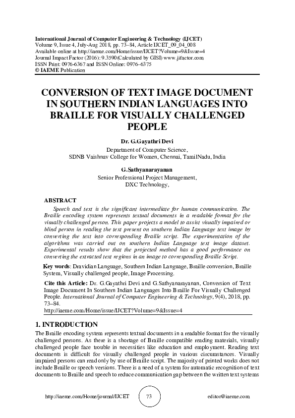 (PDF) CONVERSION OF TEXT IMAGE DOCUMENT IN SOUTHERN INDIAN LANGUAGES ...