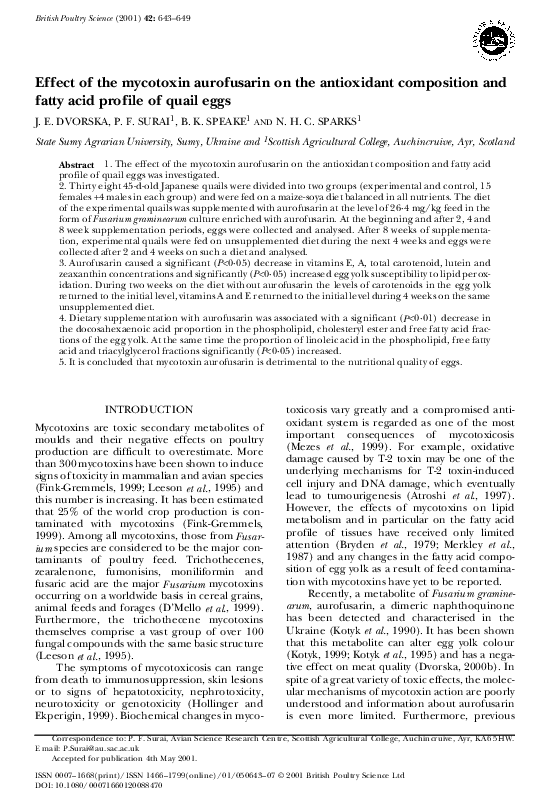 (PDF) Effect of the mycotoxin aurofusarin on the antioxidant ...