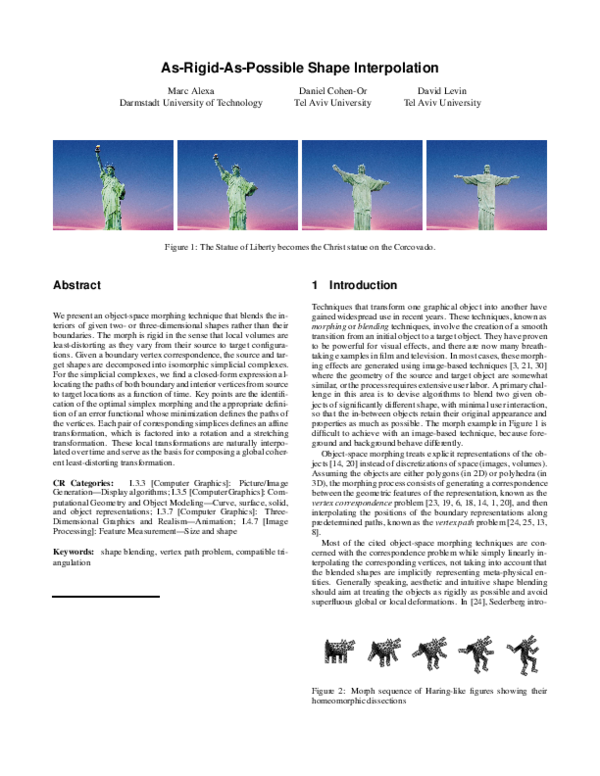 (PDF) As-rigid-as-possible shape interpolation