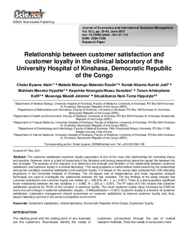 (PDF) Relationship between customer satisfaction and customer loyalty ...